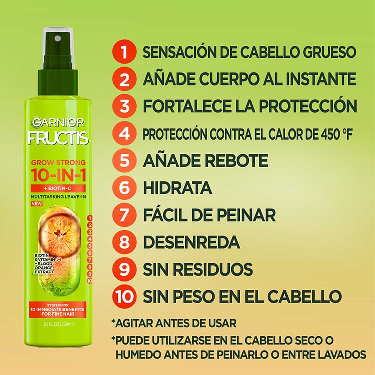 Fructis Grow Strong Thickening 10-in-1 Leave-in Spray - Garnier