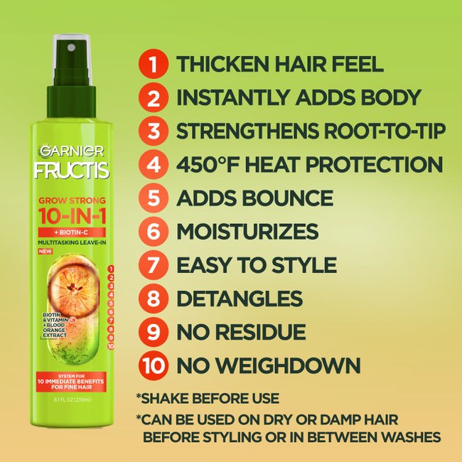 Fructis Grow Strong Thickening 10-in-1 Leave-in Spray - Garnier
