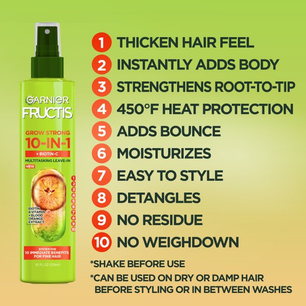 Fructis Grow Strong Thickening 10-in-1 Leave-in Spray - Garnier