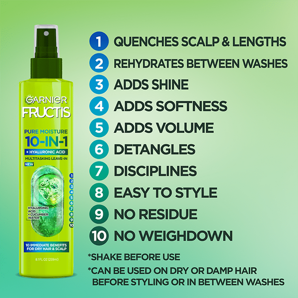 Fructis Pure Moisture 10-in-1 Leave-In Spray for hair - Garnier