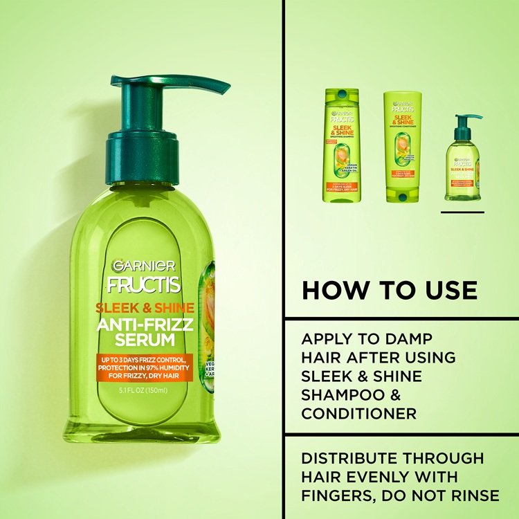 Potencia el brillo con Sleek & Shine Anti-Frizz Serum - Garnier